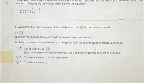solved variable b ﻿keeping the restrictions in mind solve