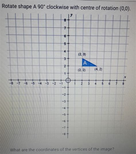 solved rotate shape a 90° clockwise with centre of rotation 0 0 what