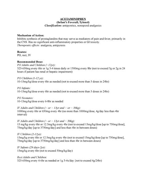 Acetaminophen Classification Of Drug At Odis Langley Blog