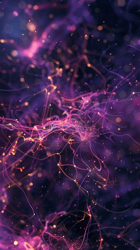 Abstract Digital Neural Network With Glowing Purple And Pink Lights Futuristic Concept Stock