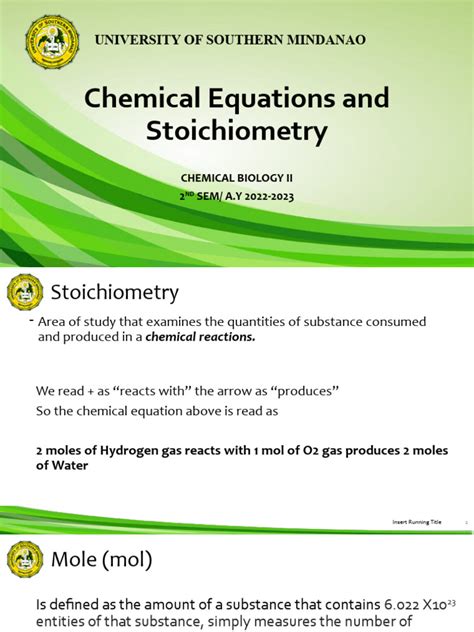 Chem Bio Ii Lecture 3 Review Pdf Mole Unit Stoichiometry