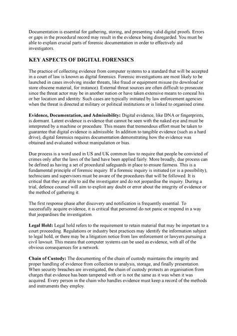Explain Key Aspects Of Digital Forensics Documentation Documentation