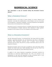 What Is Biomedical Science Doc BIOMEDICAL SCIENCE This Information Is Only For Babes Taking