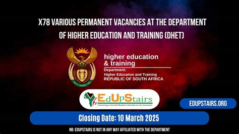 X78 Various Permanent Vacancies At The Department Of Higher Education