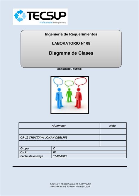 Lab 08 Diagrama De Clases Codigo Del Curso Alumno S Nota Cruz Chuctaya Johan Derlhis Grupo