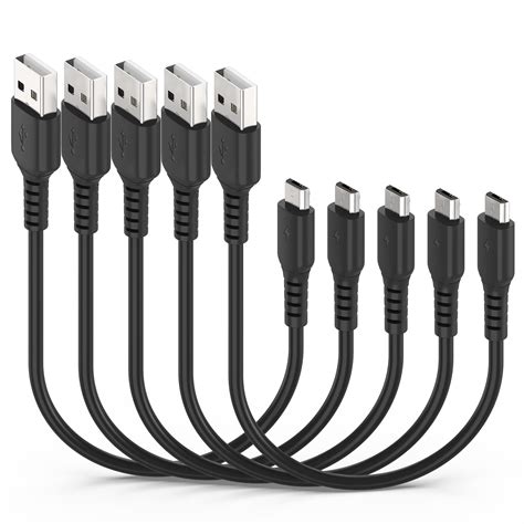 1ft Micro Usb Cable Short 5 Pack Usb To Micro Usb Cord Fast Charging Durable Usb 2 0 Micro B