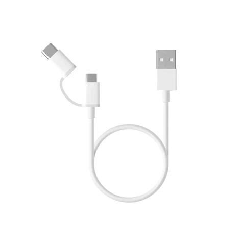 Купить кабель Xiaomi Mi 2 In 1 Usb A Micro Usb Or Usb Type C 1m White