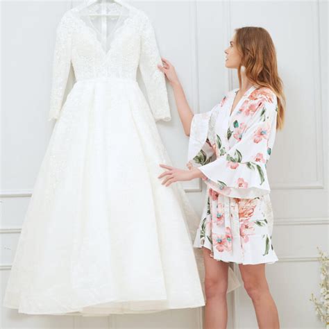 Monogrammed Floral Ruffle Robe Personalized Brides