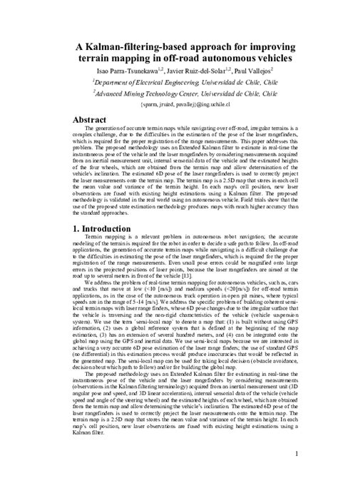 Pdf A Kalman Filtering Based Approach For Improving Terrain Mapping