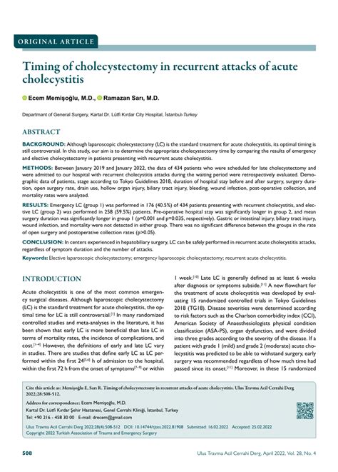 Pdf Timing Of Cholecystectomy In Recurrent Attacks Of Acute Cholecystitis