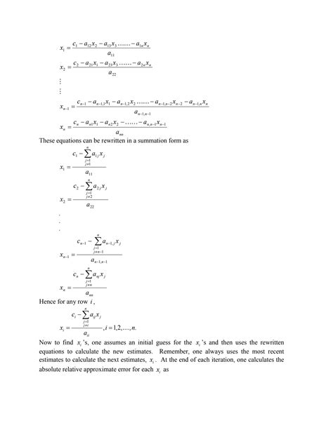 Solution Numerical Methods Gauss Seidel Method Studypool