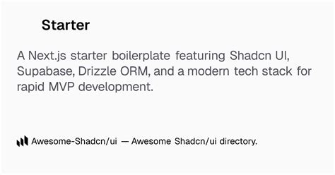 Starter Quickly Build Full Stack Web Apps Using Nextjs Shadcn Ui