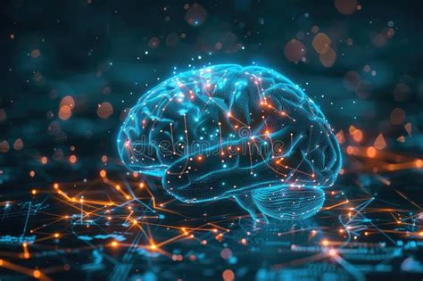 Neon Brain On An Electronic Circuit Board Neuron Technology