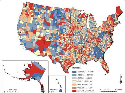Map Of Ols Regression Residuals The Artwork Was Created By Arcgis Pro