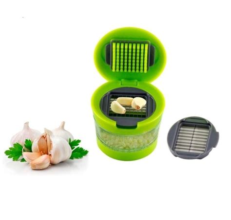 Mini Dicer Inox Espremedor Processador De Alho Madeiramadeira