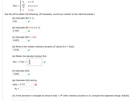 solved 2 4 f x use the cdf to obtain the following if