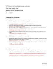 NETW W Lab Report Melissa White Docx NETW Week Lab Troubleshooting VoIP Traffic Your