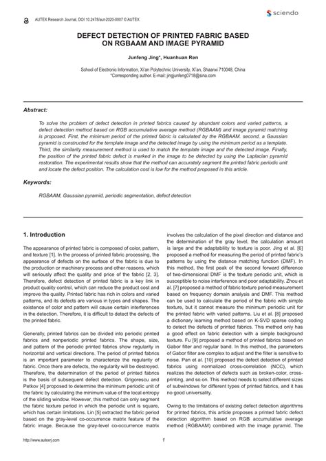 pdf defect detection of printed fabric based on rgbaam and image pyramid