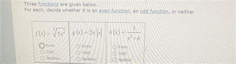 Solved Three Functions Are Given Below For Each Decide