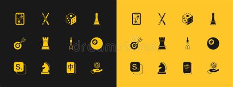 Set Chess Dart Arrow Mahjong Pieces Game Dice Air Hockey Table And Crossed Billiard Cues