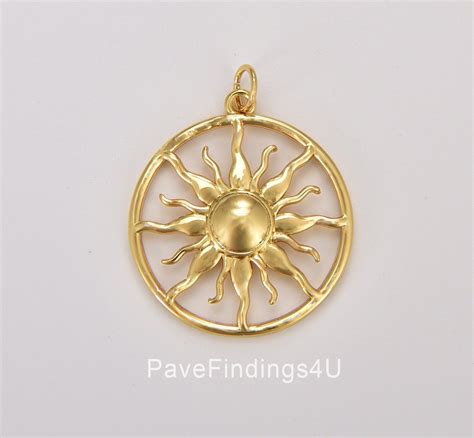 Sunshine Charm Gold Filled Sunburst Pendant Sun Pendant Celestial