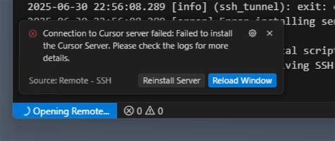 Failed To Install Cursor Server Bug Reports Cursor Community Forum