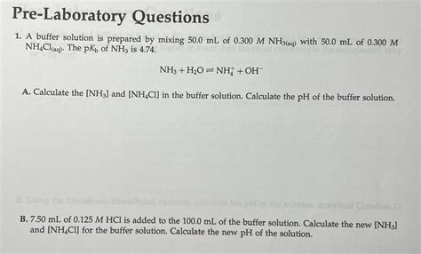 Solved Pre Laboratory Questions A Buffer Solution Is Chegg Com