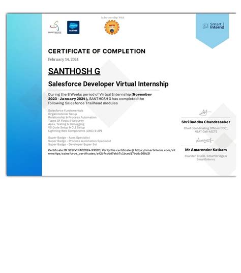 Santhosh G On Linkedin Salesforceintern Techjourney