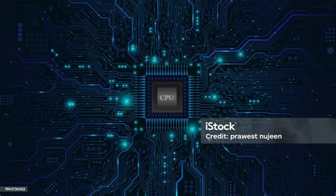 Cpu Chip On Motherboard Central Computer Processors Cpu Concept Quantum Computer Large Data