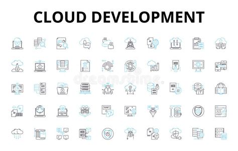 Cloud Development Linear Icons Set Scalability Virtualization