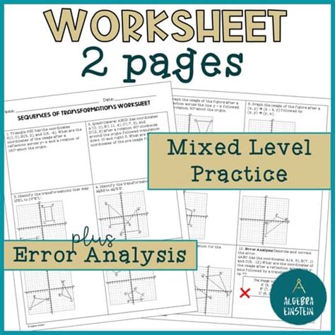 Geometry Sequences Of Transformations On The Coordinate Plane Notes And Worksheet