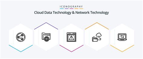 Cloud Data Technology And Network Technology 25 Line Icon Pack Including Network File File