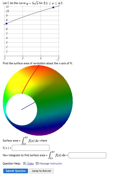 Solved Find The Surface Area Of Revolution About The X Axis