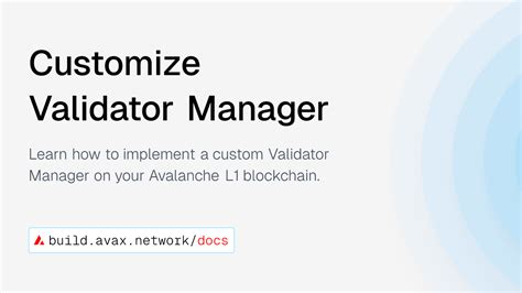 Customize Validator Manager Avalanche Builder Hub