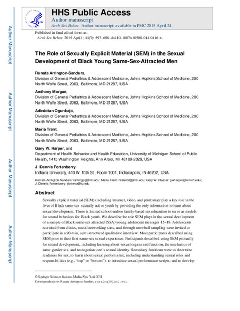 Pdf The Role Of Sexually Explicit Material In The Sexual Development