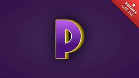 P Golden Purple 3d Text Effect Generator