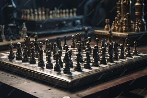 Premium Photo Classic Chess Board With Various Chess Pieces In
