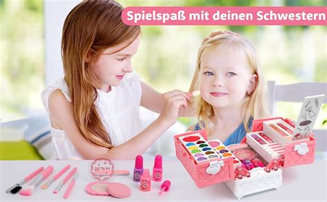Flybay Kinderschminke Set Mädchen Kinder Schminkkoffer Mädchen Spielzeug 45pcs Waschbar Kinder