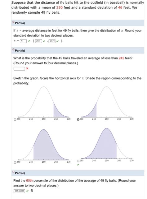 Solved Suppose That The Distance Of Fly Balls Hit To The
