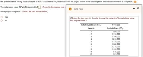 solved net present value using a cost of capital of 10 calculate