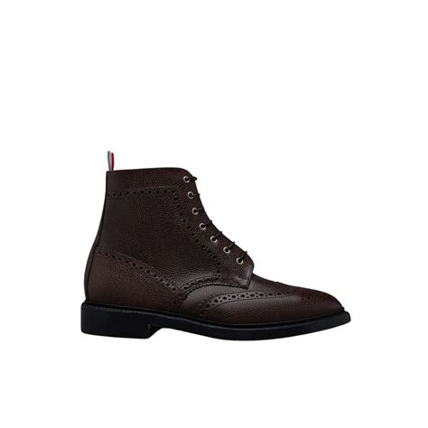 톰브라운 페블 그레인 윙팁 부츠 브라운 Thom Browne Kream