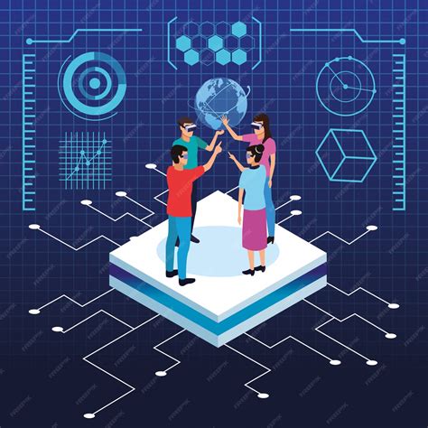 가상 현실과 친구 만화 무료 벡터