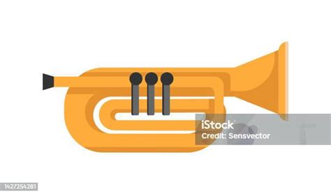 프렌치 혼 또는 색소폰 콘서트를 공연하고 클래식 작곡을 연주하기위한 고립 된 관악기 플랫 만화 스타일 일러스트레이션의 벡터 Classical Concert에 대한 스톡 벡터