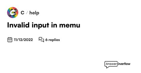 Invalid Input In Memu C