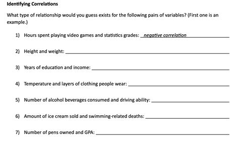 Solved Identifying Correlations What Type Of Relationship Chegg Com