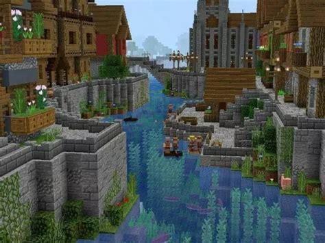 River Town Minecraft Houses Minecraft Cottage Minecraft Mansion