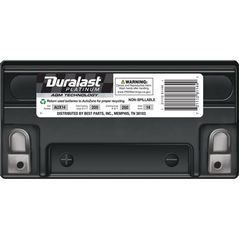 Duralast Platinum Group Size 400 Agm Auxiliary Battery Aux14