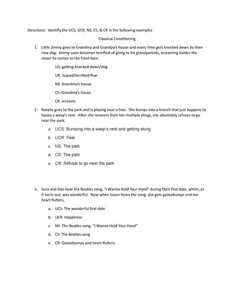 Cc Examples This Assignment Is For Classical Conditioning Cc Examples This Assignment Is For Classical Conditioning