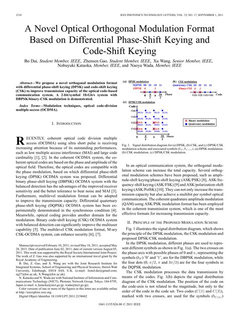Pdf A Novel Optical Orthogonal Modulation Format Based On