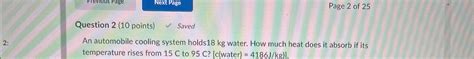 Solved Question 2 10 ﻿points ﻿savedan Automobile Cooling
